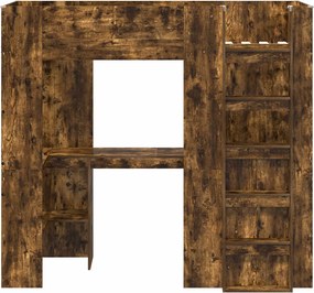 Rám patrové postele se stolem s policí Kouřový dub 75 x 190 cm 3410431