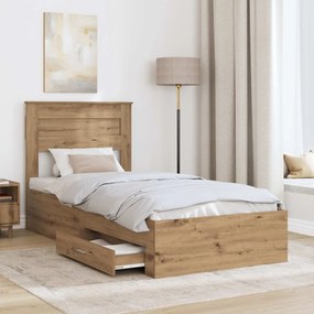 Rám postele s čelo Artisanový dub 100 x 200 cm Kompozitní dřevo 3410026