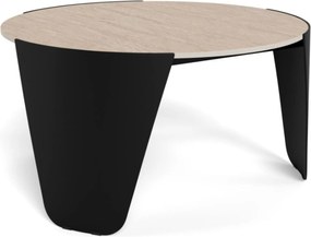 Kulatý designový konferenční stolek Altea travertin/černý