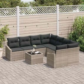 Set pohovek 9 ks Světle šedá polyratan 3346662
