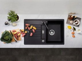 Blanco Zia 45 S, silgranitový dřez 780x500x190 mm, 1-komorový, černá, BLA-526013