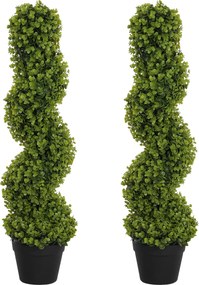HOMCOM Sada 2 umělých spirálovitých eukalyptů, 90 cm pokojová rostlina, umělá rostlina, velká dekorativní rostlina v květináči pro domácnost, kancelá…