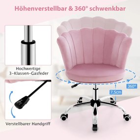 Costway Sametová kancelářská židle výškově nastavitelná s kolečky a ergonomická