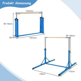 Costway Skládací gymnastická tyč pro děti Vybavení domácí posilovny bez vibrací