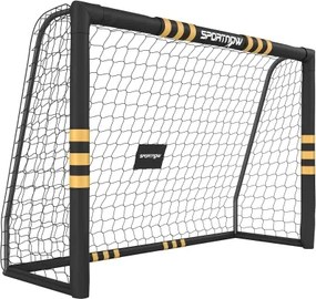 SPORTNOW Fotbalová branka s ochrannou pěnou, 6 kotvami do země a PE sítí, 240x85x160 cm, žlutá