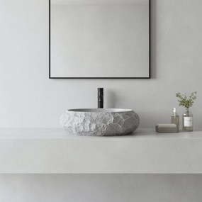 Rea Mika Gabro, umyvadlo na desku 480x380x155 mm, imitace kamene-šedá, REA-U0633