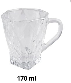 Transparentní skleněný hrnek na nápoj - 10*9*8 cm / 170 ml