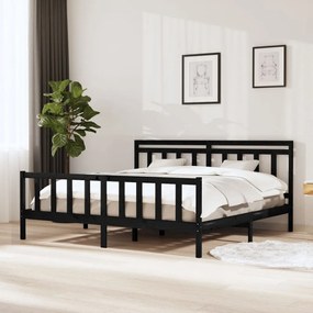 Rám postele černý masivní dřevo 200 x 200 cm,  3100982