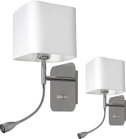 Nástěnné svítidlo Napoli, 1x bílé textilní stínítko + 1xLED 1w, ch
