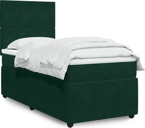 Box spring postel s matrací tmavě zelená 90x190 cm samet 3292211