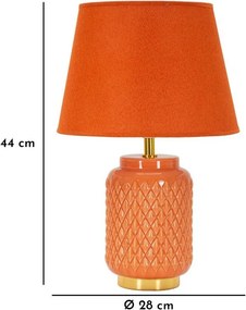 Oranžová keramická stolní lampa s textilním stínidlem (výška 44 cm) – Mauro Ferretti