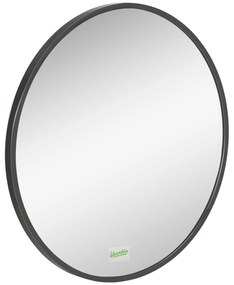 kleankin koupelnové zrcadlo, kulaté zrcadlo, koupelnové zrcadlo s hliníkovým rámem, Ø50 cm, nástěnné zrcadlo do obývacího pokoje, ložnice, koupelny, …