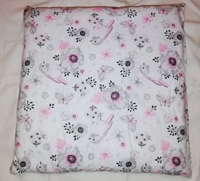 Miminu Dětský polštář bavlna + minky 40x40 cm růžové květy