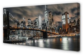 Obrazy na plátně Most v noci panorama 100x50 cm