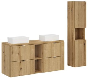 Koupelnová sestava Nova Oak se skříňkami a umyvadly 120 cm dub evoke