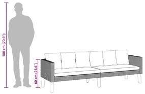 vidaXL Marketos 3místná zahradní pohovka s poduškami polyratan černá