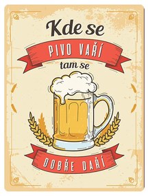 Retro plechové cedule Plechová cedule Kde se pivo vaří, tam se dobře daří BU30038