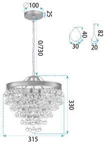 Toolight Designové osvětlení Crystal APP1621-3CP Gold