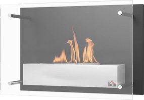 HOMCOM Nástěnný Bioetanolový Krb Ethanolová Kamna Kapacita 1,5 L, 3 Hodiny Hoření, Nerezová Ocel pro 20-25 m² 60x22x40 cm Černá