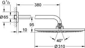 Grohe Rainshower - Hlavová sprcha Cosmopolitan 310 s ramenem 38 cm | 1