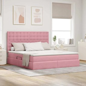 Postel s úložným prostorem a matrací Růžová 180 x 200 cm samet 3372170
