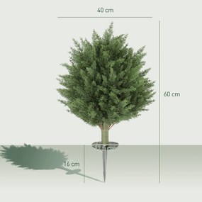 HOMCOM 2dílná sada umělých rostlin, UV-odolná umělá cypřišová rostlina s 387 listy a zemním kolíkem, Ø40 x 60H cm, zelená