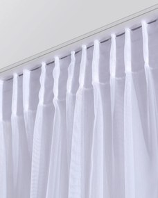 Záclona voálová jednoduchá s řasící páskou barva bílá látka poloprůhledná, pletený vzor, vzorované