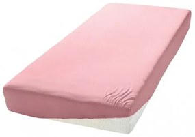 CARBOTEX - Napínací Jersey bavlněné prostěradlo na jednolůžko - světle růžové / 90 x 200 cm
