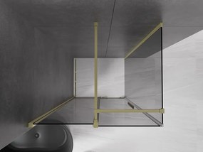 Mexen Velar, sprchový kout s posuvnými dveřmi 110 x 120 cm, 8mm šedé sklo, zlatá matná, 871-110-120-41-55