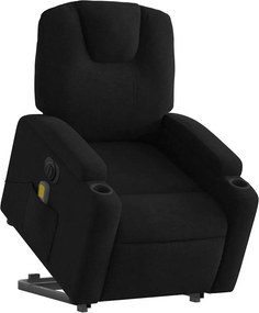 Elektrické zvedací masážní polohovací křeslo černé textil 3204406