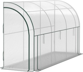 Skleník Outsunny s rolovacími dveřmi, zimní ocelový skleník na balkon, zahradu, dům na rajčata s UV ochranou 300x80x157cm | Aosom
