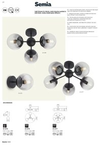 Redo 01-2176 - Lustr na tyči SEMIA 3xE14/28W/230V černá/kouřová
