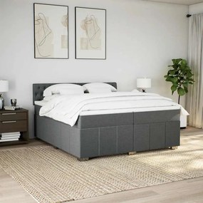 Box spring postel s matrací tmavě šedá 200x200 cm textil 3289483
