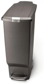 Pedálový odpadkový koš Simplehuman – 40 l, úzký, šedý plast