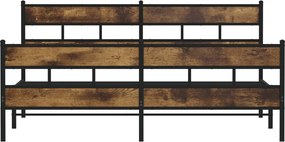 Kovový rám postele bez matrace kouřový dub 193 x 203 cm 3308468