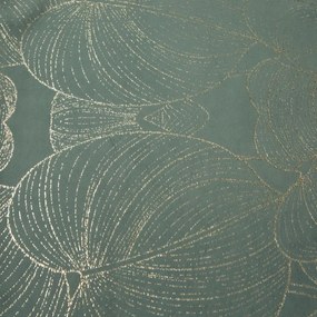 Sametový středový ubrus s lesklým potiskem listů v mátové barvě Šířka: 35 cm | Délka: 140 cm