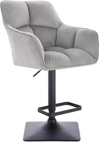 LuxuryForm DESIGN Barová židle AMALFI VELUR na černé hranaté podstavě - světle šedá