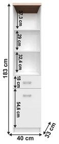Kondela Regál 1D1S, bílá / dub sonoma, univerzální, TOPTY TYP 04