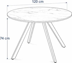 Jídelní stůl GYRUS 120 bílá + 4ks jídelní židle SIENA černá