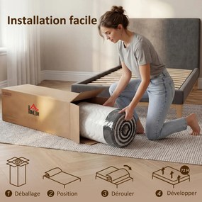 HOMCOM matrace 90x190 cm, jednolůžková matrace, paměťová pěna, výška 20 cm, certifikát OEKO-TEX, střední tuhost