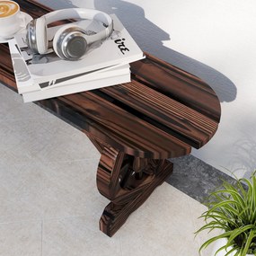 Outsunny Dvousedací Zahradní Lavice Dřevěná Lavice se 2 Dekorativními Koly Rustikální Styl Nosnost 200 kg pro Patio Terasu 120x29x39 cm Spálená