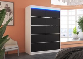 Posuvná skříň s LED osvětlením LUFT 150 bílá – černá