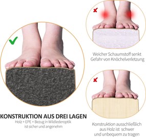 HOMCOM balanční kladina 210 cm skládací pro venkovní použití v interiéru, balanční kladina do 120 kg, stabilní balanční kladina v hnědé barvě