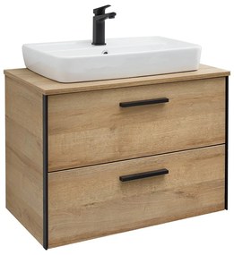 Závěsná skříňka bez umyvadla v dekoru dubu v přírodní barvě 51x72 cm Quickset 395 – Pelipal