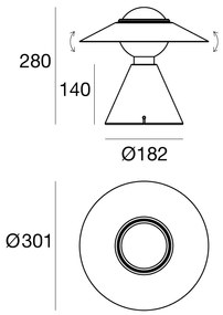 Stilnovo 8966 Fante, černá stolní retro lampička, 1x11W LED E27, výška 28cm