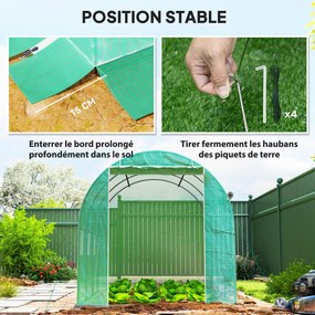 Zahradní skleník Outsunny 6m² 3 x 2m s 1 dveřmi + 2 rolovacími zipovými postranními panely, 6 okny, pozinkovaná ocel, vysoká hustota 140 g/m² Anti-UV…