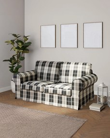 Potah na pohovku IKEA Ektorp 2-místná, rozkládací, STARÝ MODEL barva černá látka pletený vzor, vzorované