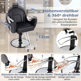 Costway Výškově nastavitelné kadeřnické křeslo s opěrkou hlavy a hydraulickou