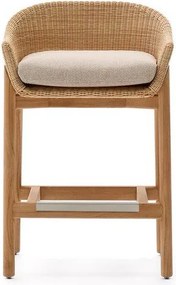 Polstrovaná/ratanová zahradní barová židle v přírodní barvě Galea – Kave Home