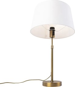 Stolní lampa bronzová s lněným stínítkem bílým 35 cm - Parte